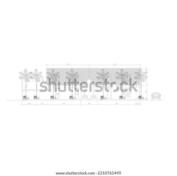 Elevation Sketch Front View Building Stock Vector (Royalty Free ...