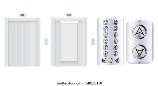 Elevator Buttons Panel Elevator Open Doors: เวกเตอร์สต็อก (ปลอดค่า ...