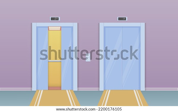 Elevator Doors Open Close Flat Cartoon Stock Vector (Royalty Free ...