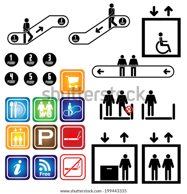 Elevator Escalator Sign Department Vector Illustration Stock Vector ...