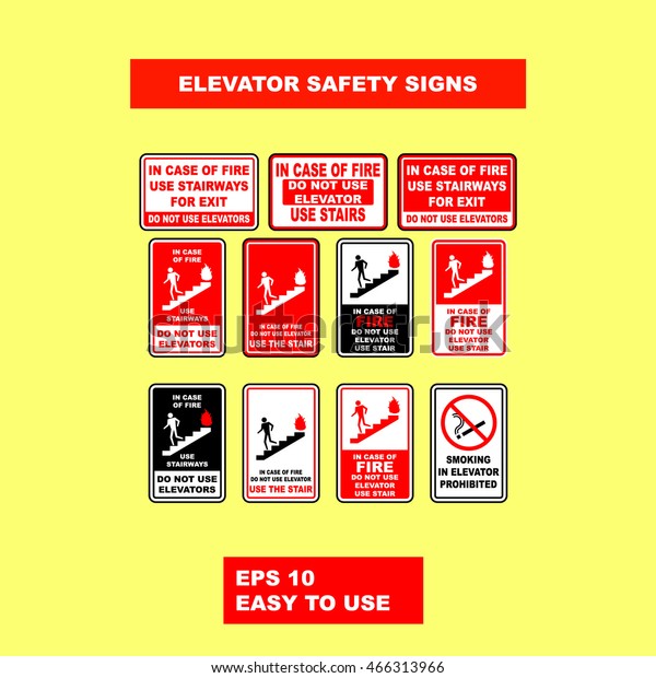 Elevator Safety Signs Design Illustration Safety 库存矢量图（免版税）466313966 ...