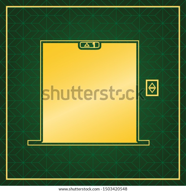 Elevators Door Sign Golden Icon Gold Stock Vector (Royalty Free ...