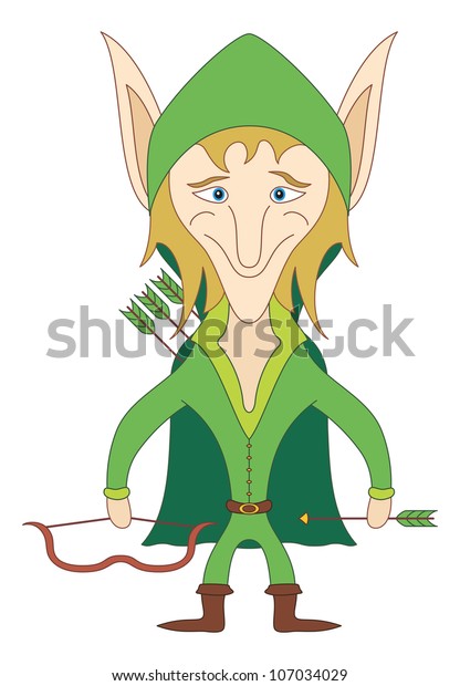 Elf Archer Standing Bow Arrows Smiling Stock Vector (Royalty Free ...