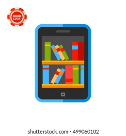 Library App On Smartphone Bookshelves On Stock Vector (Royalty Free ...