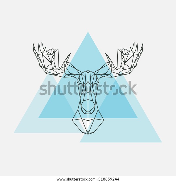 Elk Head Geometric Lines Silhouette Isolated Stock Vector (Royalty Free ...