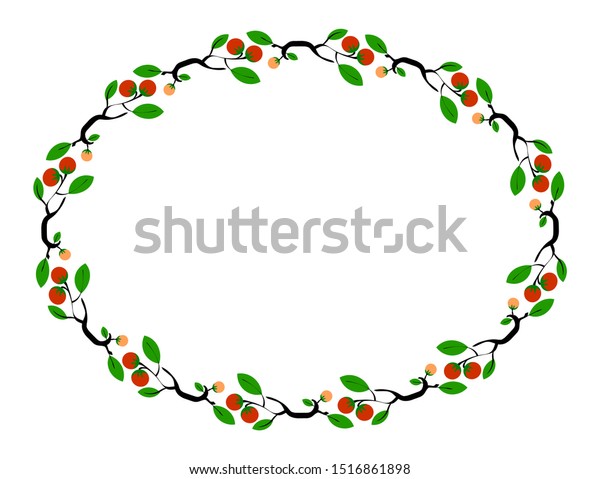 Elliptical Shape Frame Fruit Plant Theme Stock Vector (Royalty Free ...