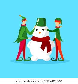 Elves Faceless Christmas Characters Making Funny Stock Vector (Royalty ...