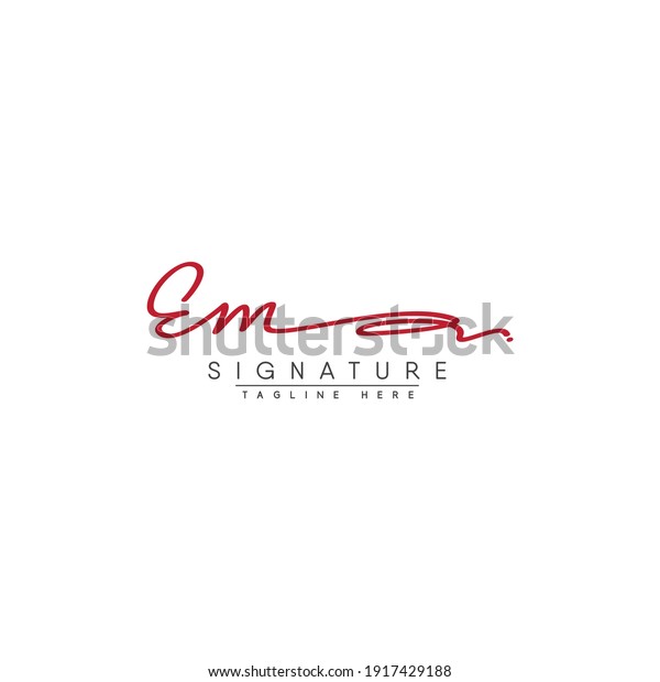 Em Initial Letter Logo Handwritten Signature Stock Vector (Royalty Free ...