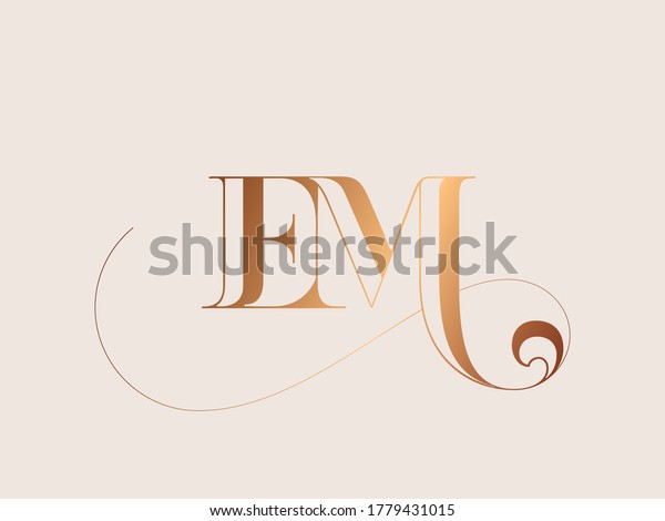 Em Monogram Logoserif Lettering Typographic Icon Stock Vector (Royalty ...