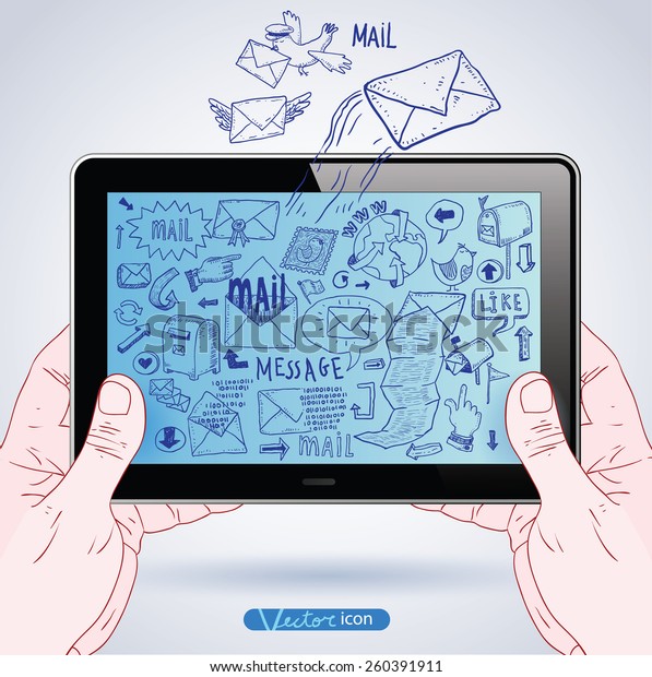 Email Doodle Set Vector Illustration Stock Vector (Royalty Free ...