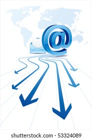 Email Icon Blue Arrowglobal Communication Stock Vector (Royalty Free ...