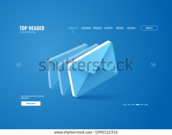 Email Icon Isometric Website Page Template Stock Vector (Royalty Free ...