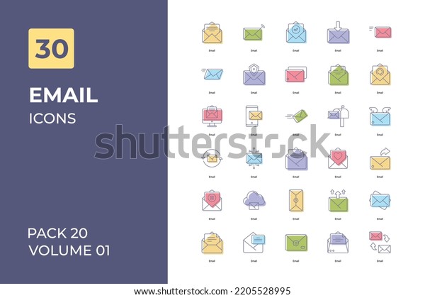 Email Icons Collection Set Contains Such Stock Vector (Royalty Free ...