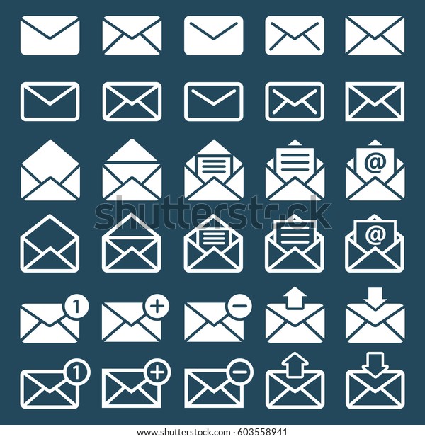 Email Icons Set Mail Envelope Sms Stock Vector (Royalty Free) 603558941 ...
