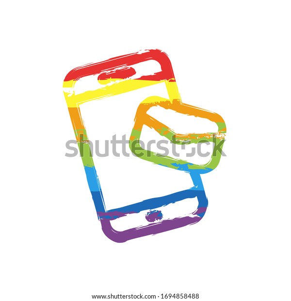 Email Mobile Phone Outline Design Drawing Stock Vector (Royalty Free ...
