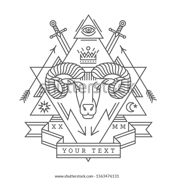 Emblem Badge Ram Head Style Linear Stock Vector (Royalty Free) 1563476131