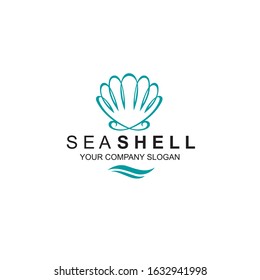 Emblem Blue Seashell Isolated On White Stock Vector (Royalty Free ...