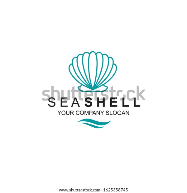 Emblem Blue Seashell Isolated On White Stock Vector (Royalty Free ...