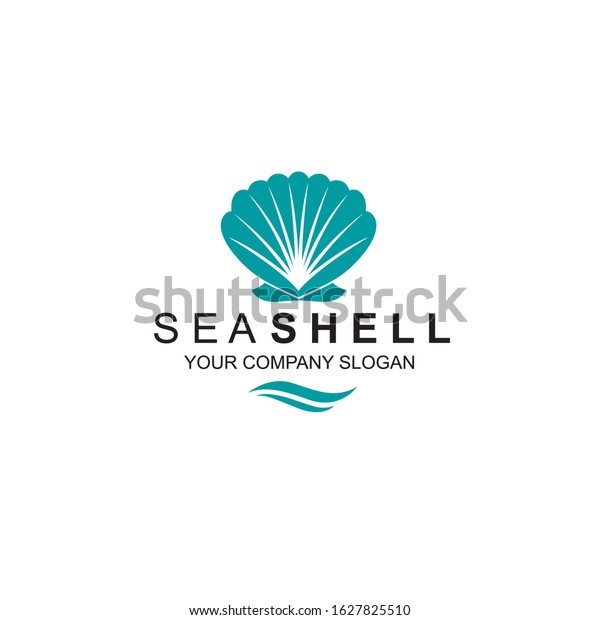Emblem Blue Seashell Isolated On White Stock Vector (Royalty Free ...