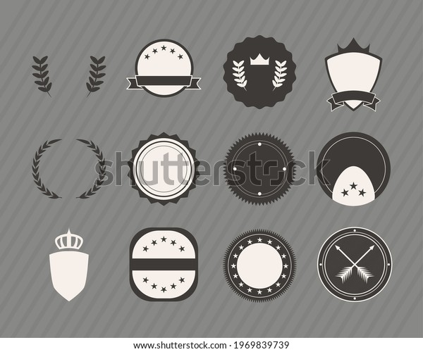 Emblem Labels Templates Icon Collection Stock Vector (Royalty Free ...