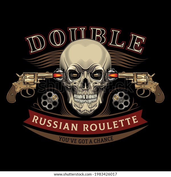 Emblem Skull Two Revolvers Bullets Lettering Stock Vector (Royalty Free ...