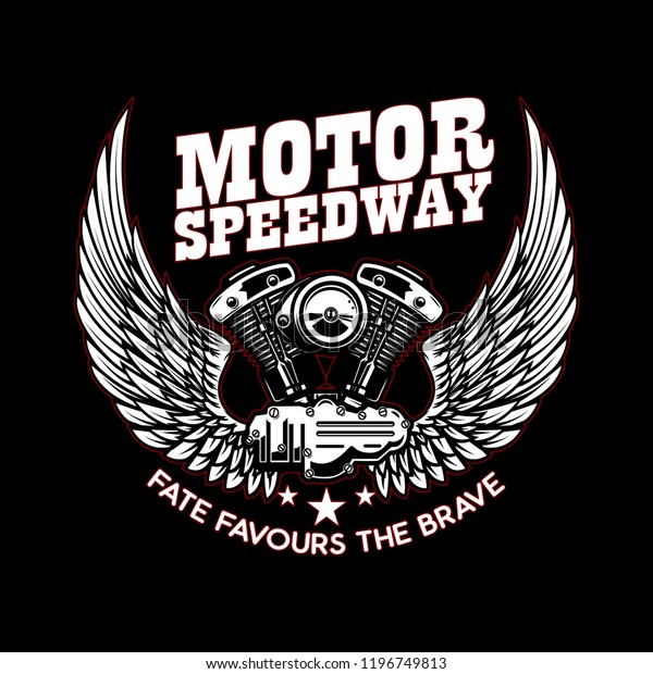 Emblem Template Winged Motorcycle Motor Design Stock Vector (Royalty ...