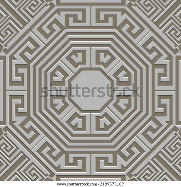 Emboss Greek 3d Seamless Pattern Embossed Stock Vector (Royalty Free ...
