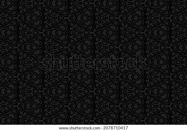 Embossed Black Background Design Folk Art Stock Vector (Royalty Free ...