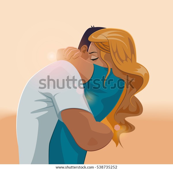 Embraces Loving Couple Vector Illustration Stock Vector Royalty Free
