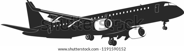 Embraer 195 Aicraft Vector Flying Aircraft Stock Vector (Royalty Free ...