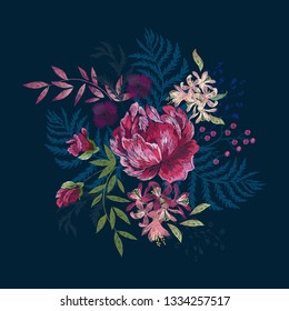 Embroidery Floral Native Pattern Roses Flowers Stock Vector (Royalty ...