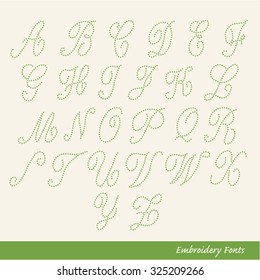 Embroidery Fonts Vector Set Stock Vector (Royalty Free) 325209266 ...