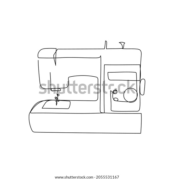 Embroidery Machine Continuous Line Drawing One Stock Vector (Royalty ...