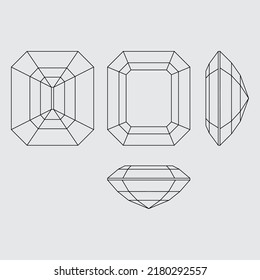 Emerald Diamond Cut Shape Design Diagrams Stock Vector (Royalty Free ...