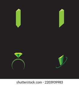 Emerald Diamond Logo Set Vector Icon Stock Vector (Royalty Free ...