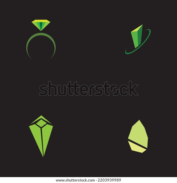 Emerald Diamond Logo Set Vector Icon Stock Vector (Royalty Free ...