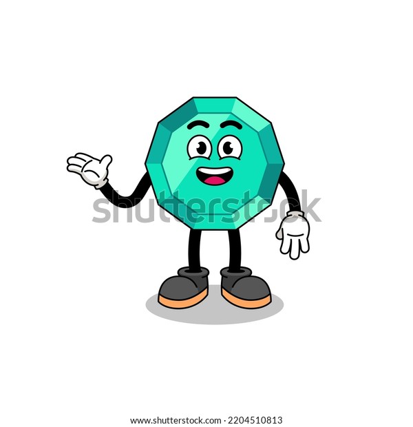 Emerald Gemstone Cartoon Welcome Pose Character Stock Vector (Royalty ...