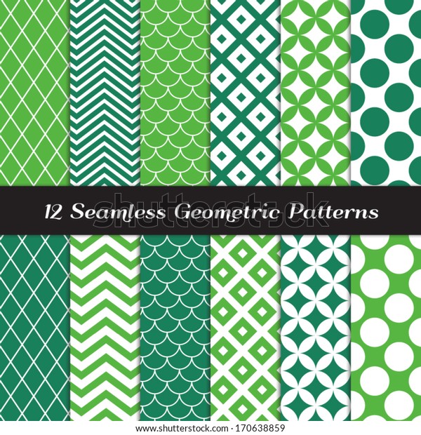 Emerald Green Geometric Seamless Patterns St Stock Vector (Royalty Free ...