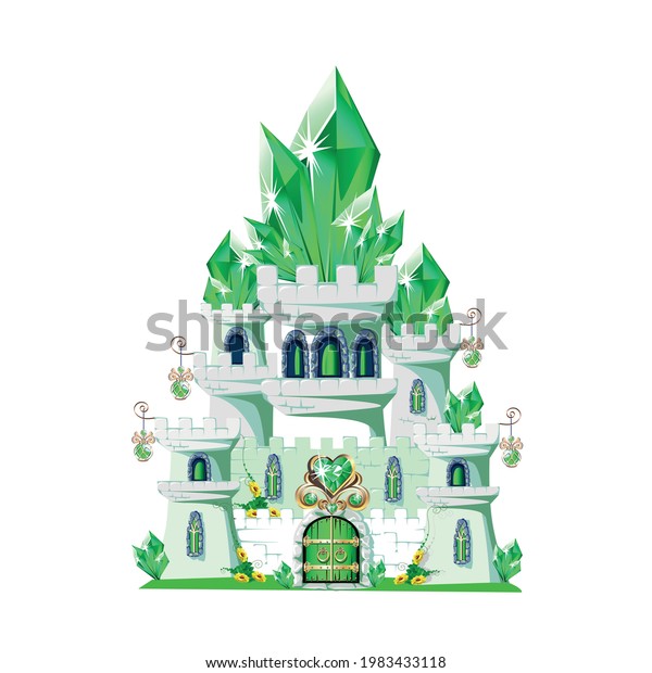Emerald Princess Castle Green Crystals Towers Stock Vector (Royalty ...