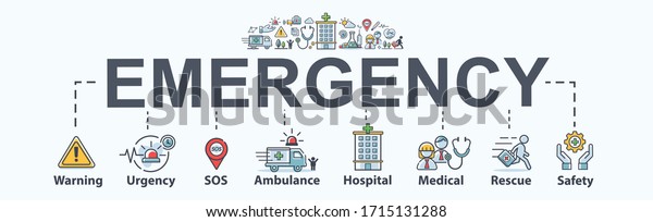 Emergency Banner Web Icon Evacuation Urgency Stock Vector (Royalty Free ...
