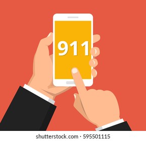 Emergency Call 911 Concept Hand Holding Stock Vector (Royalty Free ...