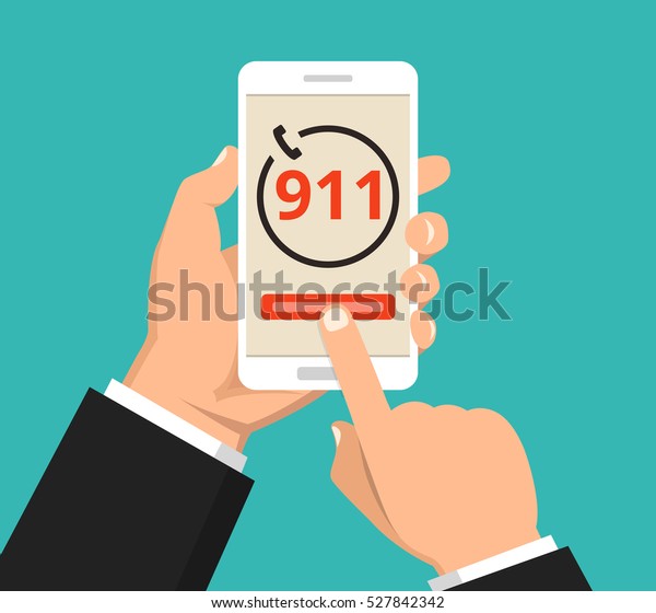 Emergency Call 911 Concept Hand Holding Stock Vector (Royalty Free ...