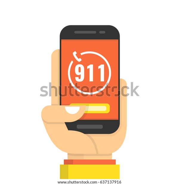 Emergency Call 911 Concept Hand Holding Stock Vector (Royalty Free ...