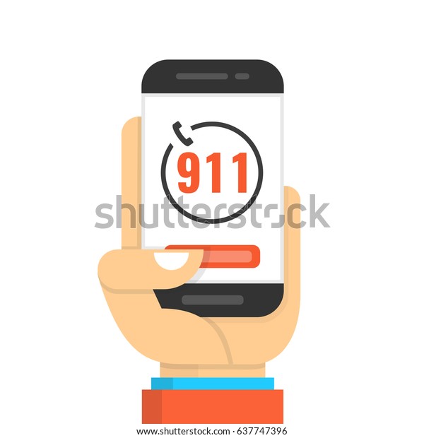 Emergency Call 911 Concept Hand Holding Stock Vector (Royalty Free ...