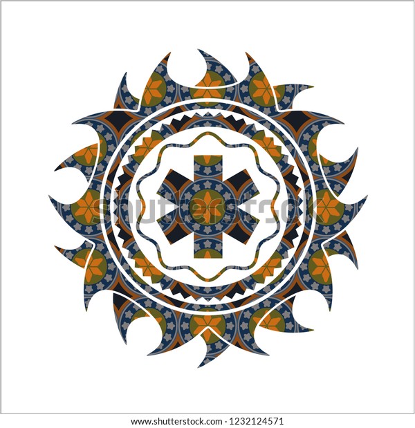Emergency Cross Icon Inside Arabesque Emblem Stock Vector (Royalty Free ...