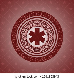 Emergency Cross Icon Inside Realistic Red Stock Vector (Royalty Free ...
