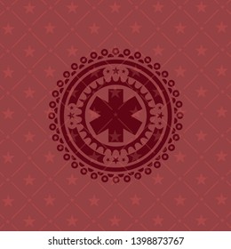 Emergency Cross Icon Inside Realistic Red Stock Vector (Royalty Free ...