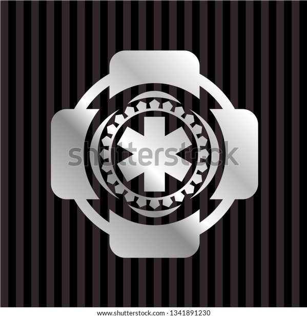Emergency Cross Icon Inside Silver Badge Stock Vector (Royalty Free ...