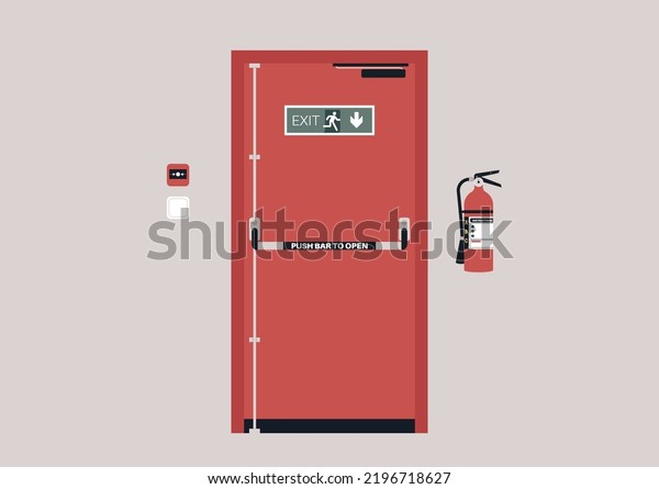 Emergency Exit Door Alarm Button Fire Stock Vector (Royalty Free ...