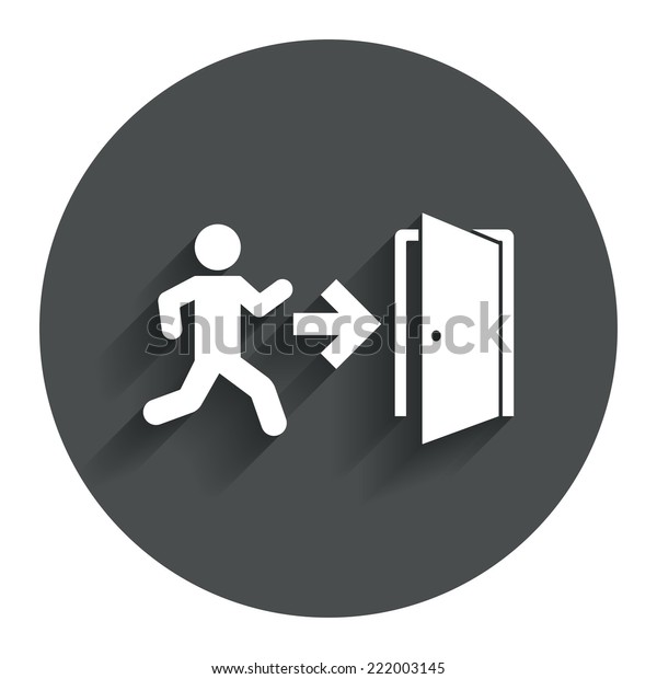 Emergency Exit Human Figure Sign Icon: เวกเตอร์สต็อก (ปลอดค่าลิขสิทธิ์ ...